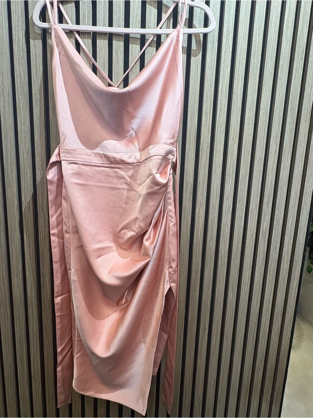 Dresses | Satin Pink Cowl Midi Dress | Poshmark